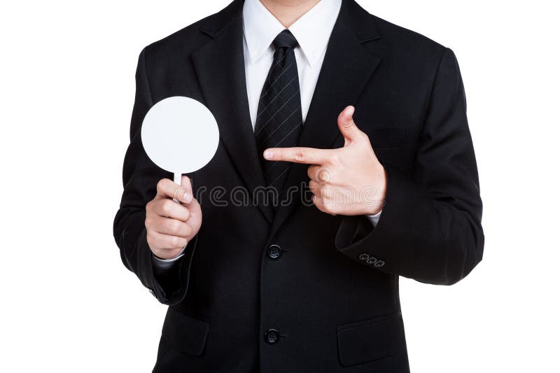 Business Man Hold Label in Isolated Stock Image - Image of good ...