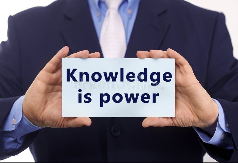 Business Man Hold Paper Knowledge is Power on it Stock Image - Image of ...
