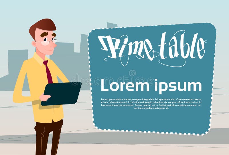 Business Man Hold Tablet Computer Timetable Time Management Concept ...