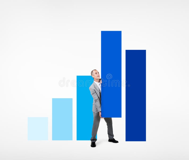 Business Man Holding a Bar Graph To Improve Stock Image - Image of ...