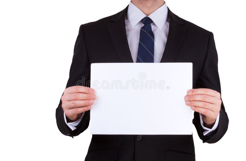 Business Man Holding Blank Note Card Stock Image - Image of male, life ...