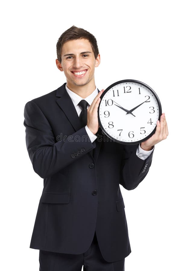 Business man holding clock stock image. Image of caucasian - 37290211