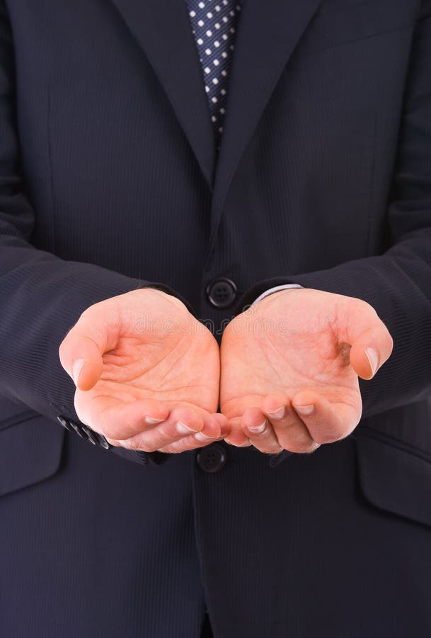 Businessman Holding Empty Hands. Stock Image - Image of benevolence ...