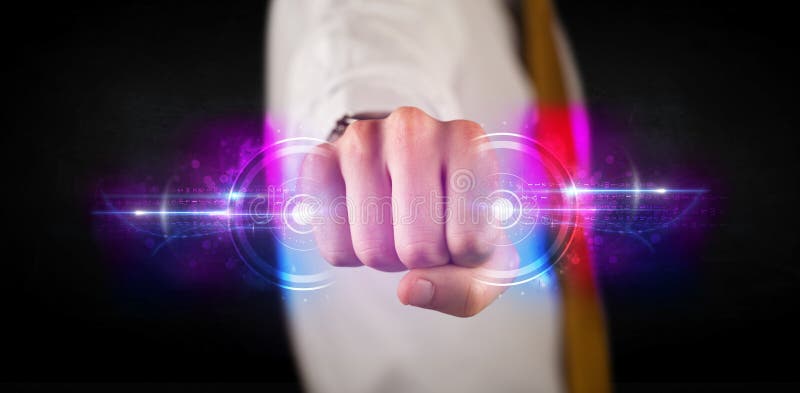 Business Man Holding Future Technology Data System Network Stock Image ...