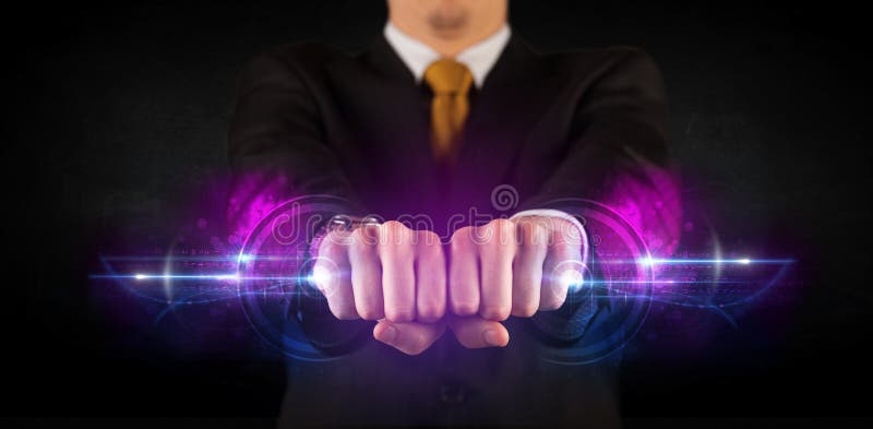 Business Man Holding Future Technology Data System Network Stock Image ...