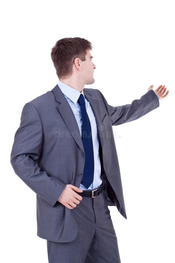 Business Man Holding His Arm Out Stock Photo - Image of presenting ...