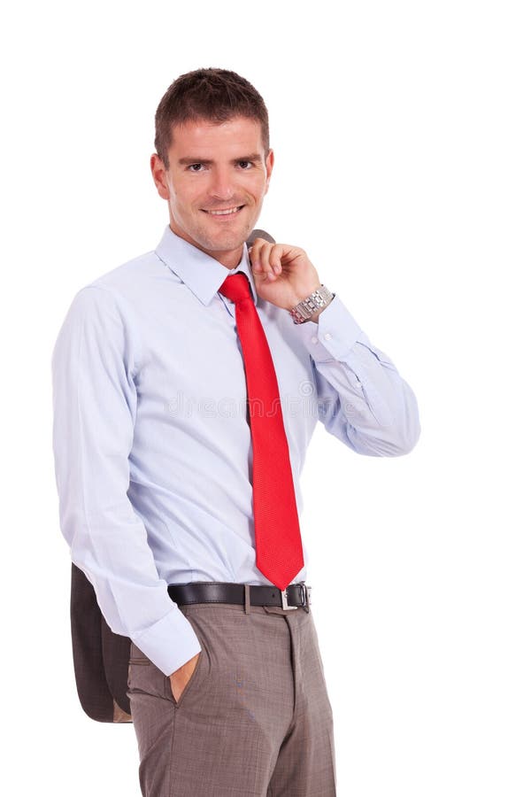 Business Man Holding Jacket Over Shoulder Stock Photo - Image of ...
