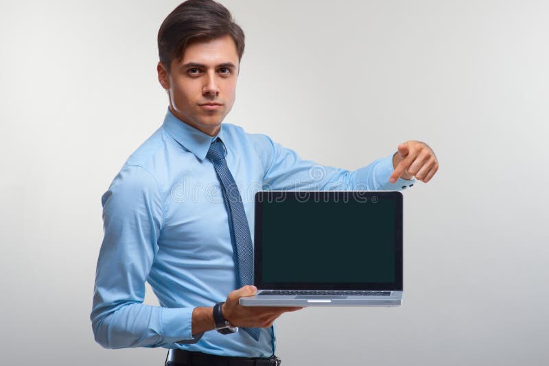Laptop Business Man White Background Image