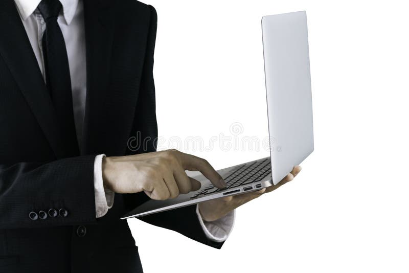 Business Man Holding a Laptop Stock Photo - Image of caucasian ...