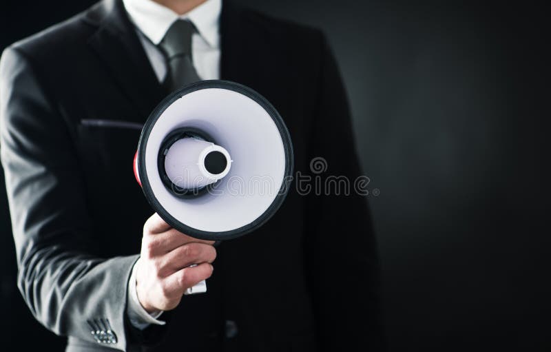 Business Man Holding a Megaphone Stock Image - Image of marketing, hand ...