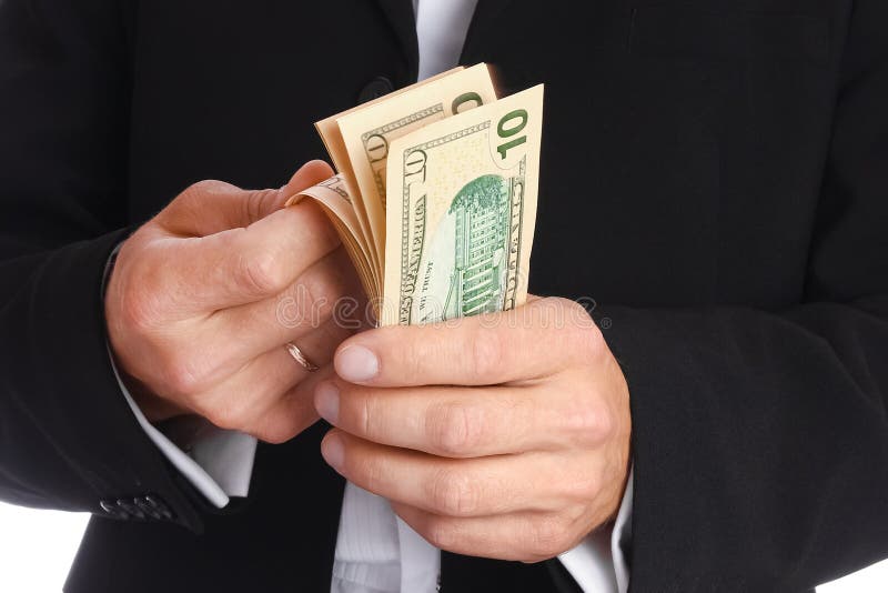 Business Man Holding Money on White Background Stock Image - Image of ...