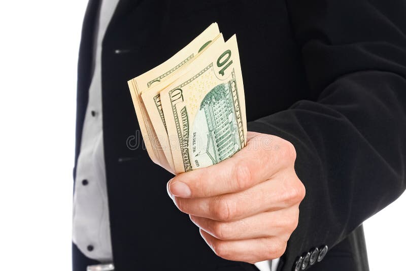 Business Man Holding Money on White Background Stock Image - Image of ...