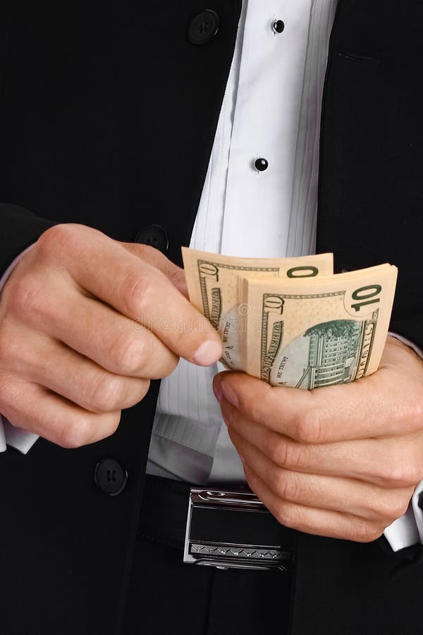 Business Man Holding Money on White Background Stock Photo - Image of ...