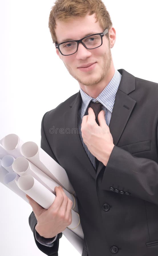 Business Man Holding Projects. Stock Image - Image of friendly, hand ...