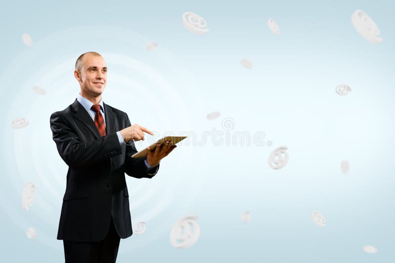 Business Man Holding a Table Stock Photo - Image of businessman ...