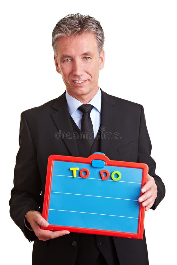 Business Man Holding a To Do List Stock Image - Image of head, business ...
