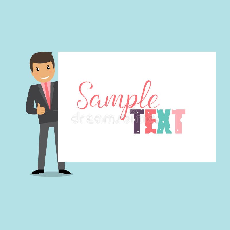 Business Man Holding White Blank Paper for Message. Vector Illus Stock ...