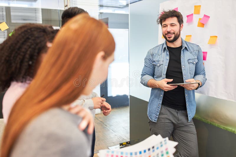Business Man Holds Presentation on Project Development Stock Image ...
