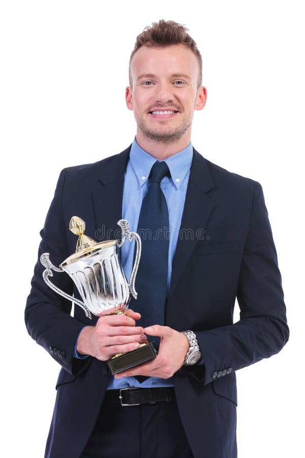 396 Young Man Suit Holding Trophy Stock Photos - Free & Royalty-Free ...