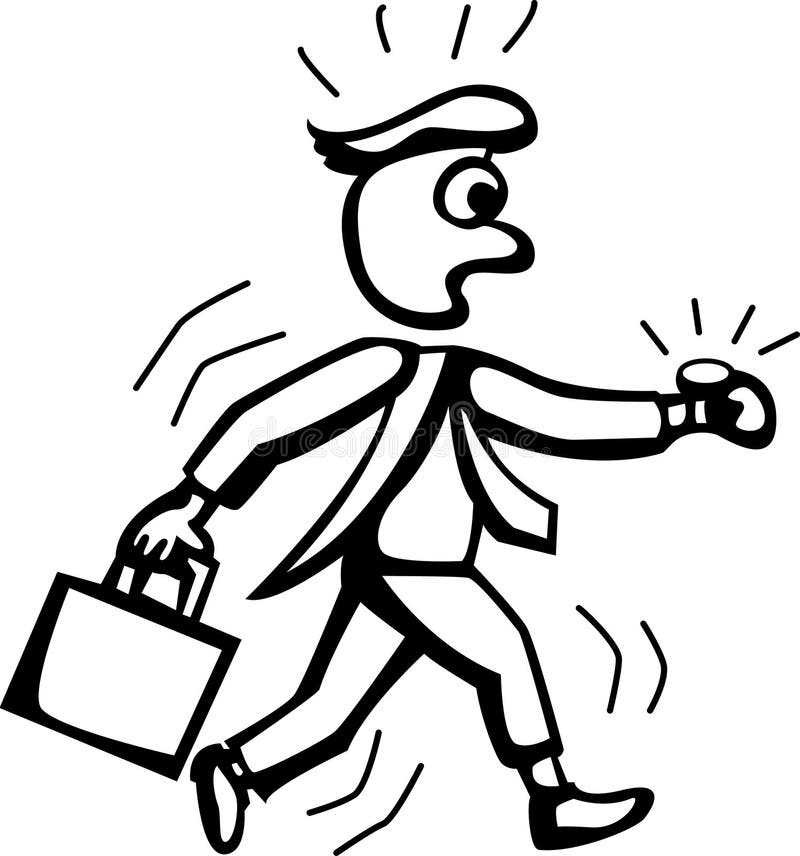Business Man Run and Hurry Late Vector Illustration, Funny Comic Cute ...