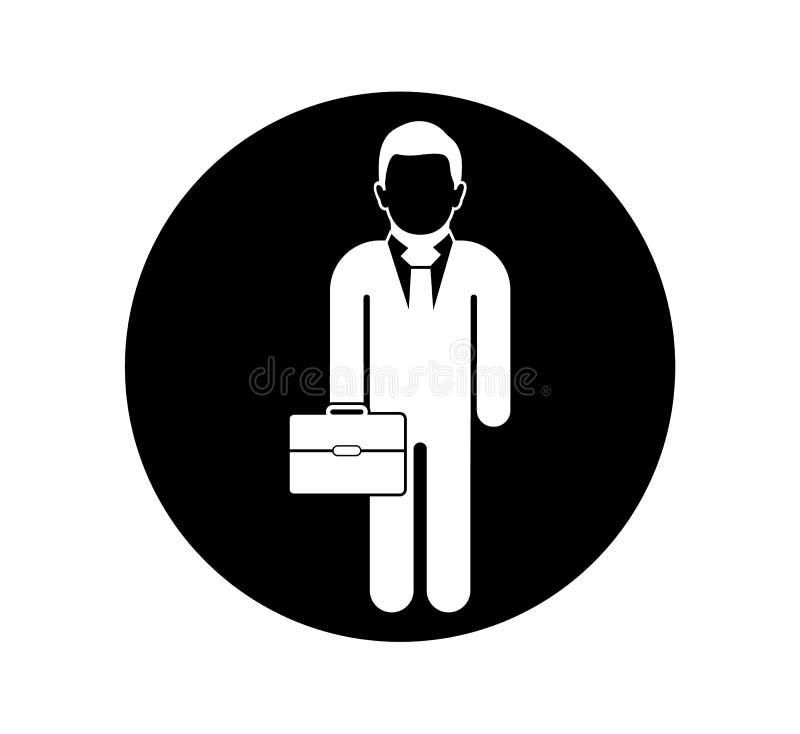 Business Man Icon with Briefcase. Stock Vector - Illustration of icon ...