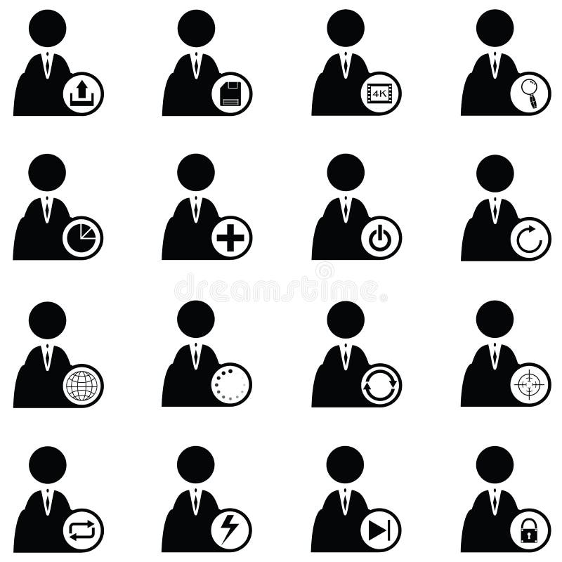 Business man icon set stock vector. Illustration of social - 107346475