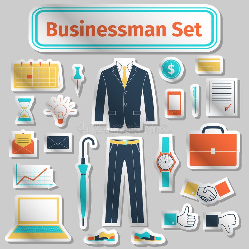 Business-man icons set stock vector. Illustration of diagram - 65552152