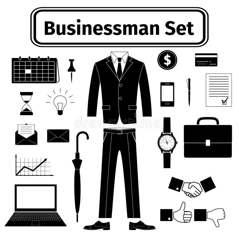 Business-man icons set editorial stock image. Illustration of message ...