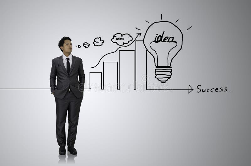 Business Man with Idea Drawing Stock Image - Image of education ...