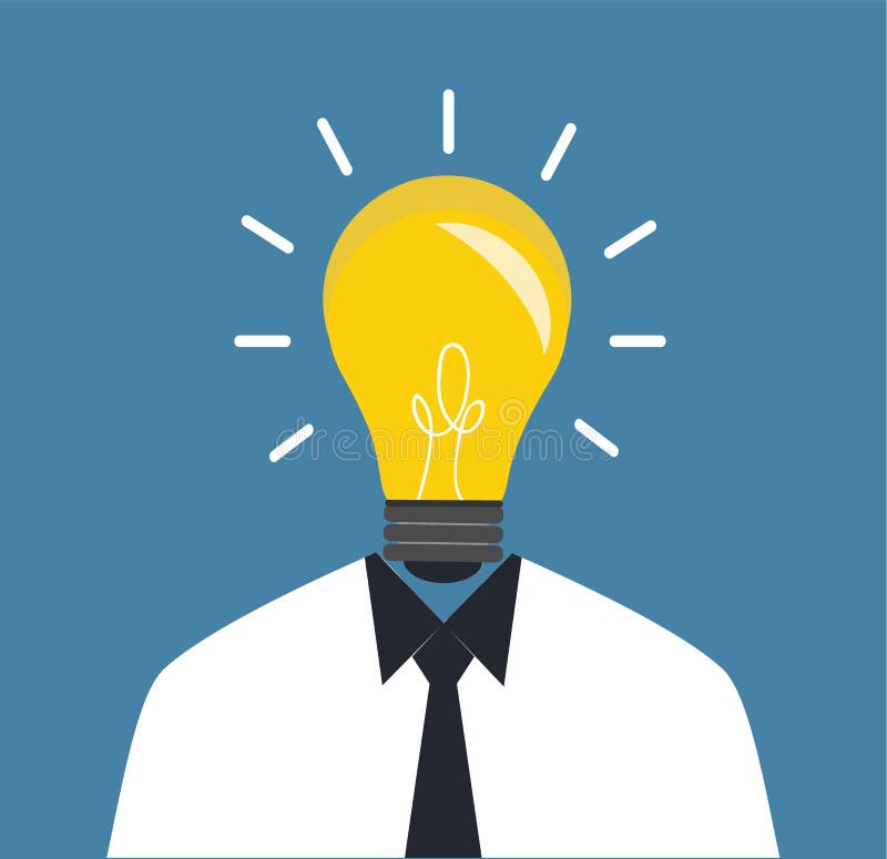 Big Idea Concept with Man and Lightbulb Stock Vector - Illustration of ...