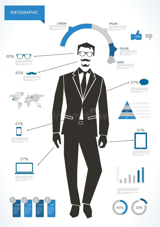 Business man infographic stock vector. Illustration of fashion - 35592433