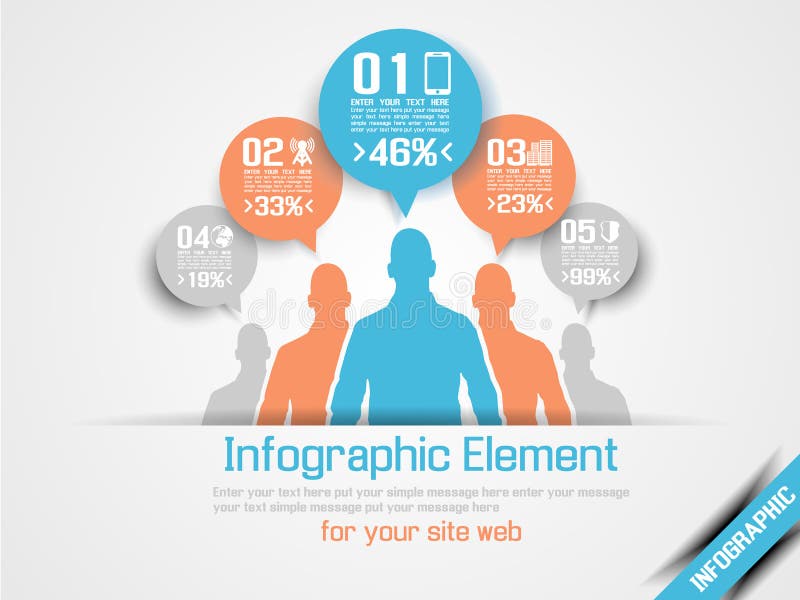 Business Man Infographic Optio Three 4 Orange Stock Vector ...
