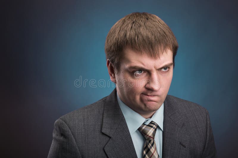 Business Man Isolated on Gray Background Stock Image - Image of face ...