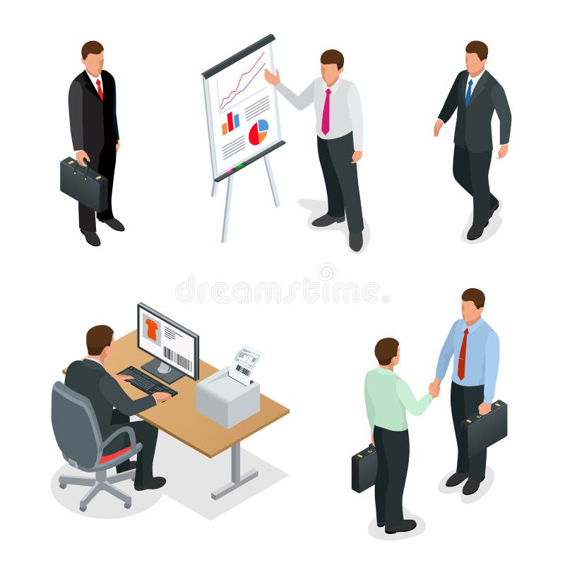 Business Man Isometric Set. Businessman Isolated Flat 3d Vector ...