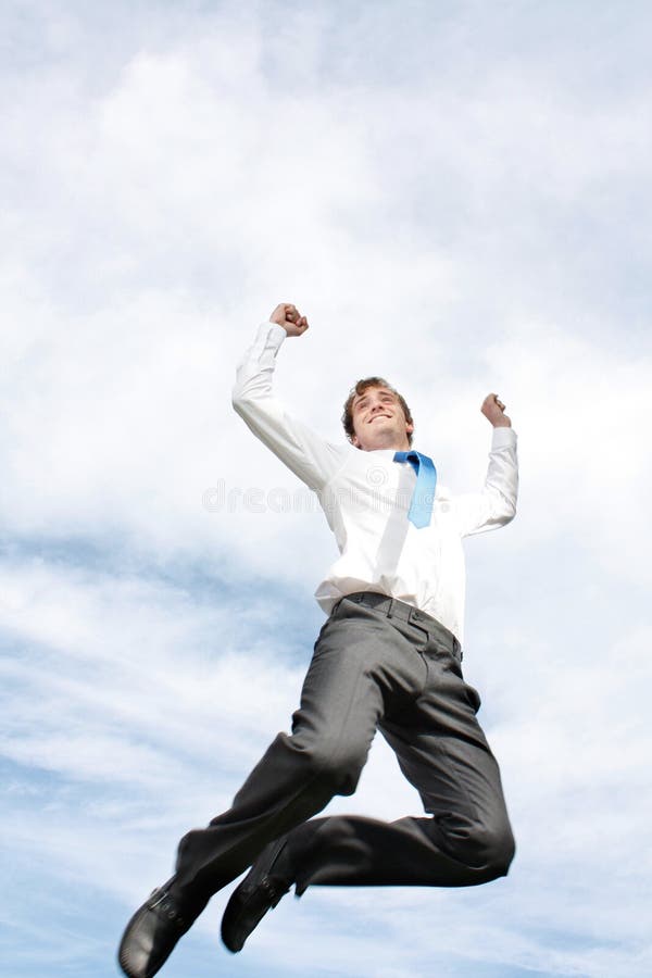 Business man jumping stock photo. Image of outside, victory - 10947180