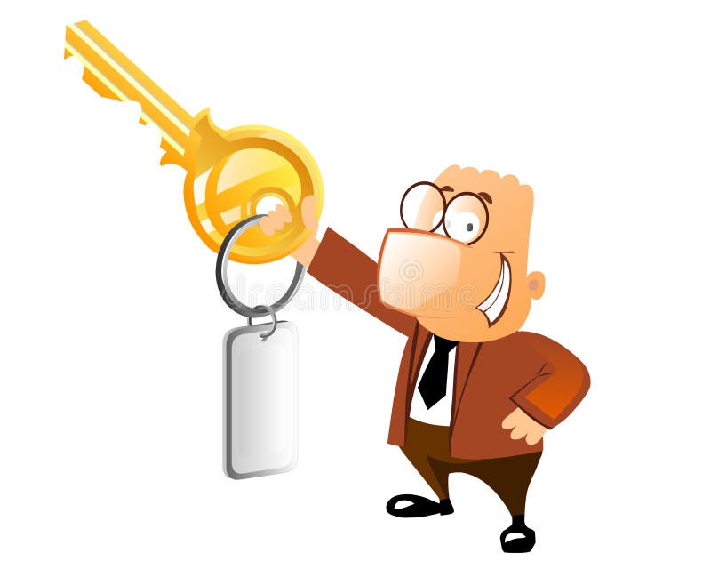 Business man with key stock illustration. Illustration of house - 13987625