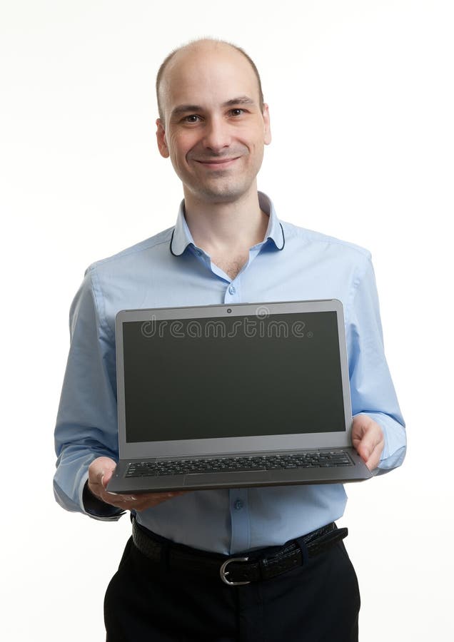 Business Man with a Laptop Computer Stock Photo - Image of modern, copy ...