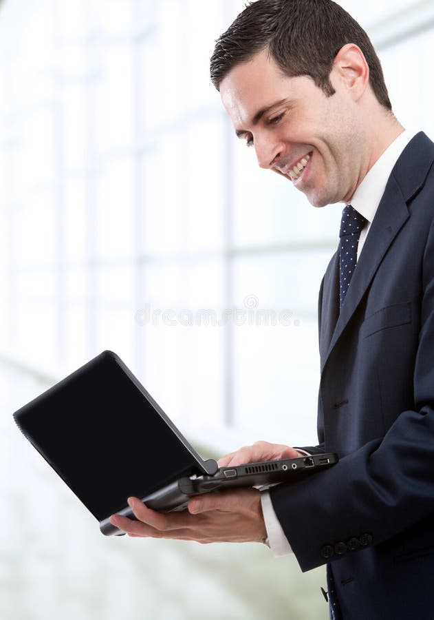 Business Man with Laptop in Office Stock Photo - Image of partnership ...