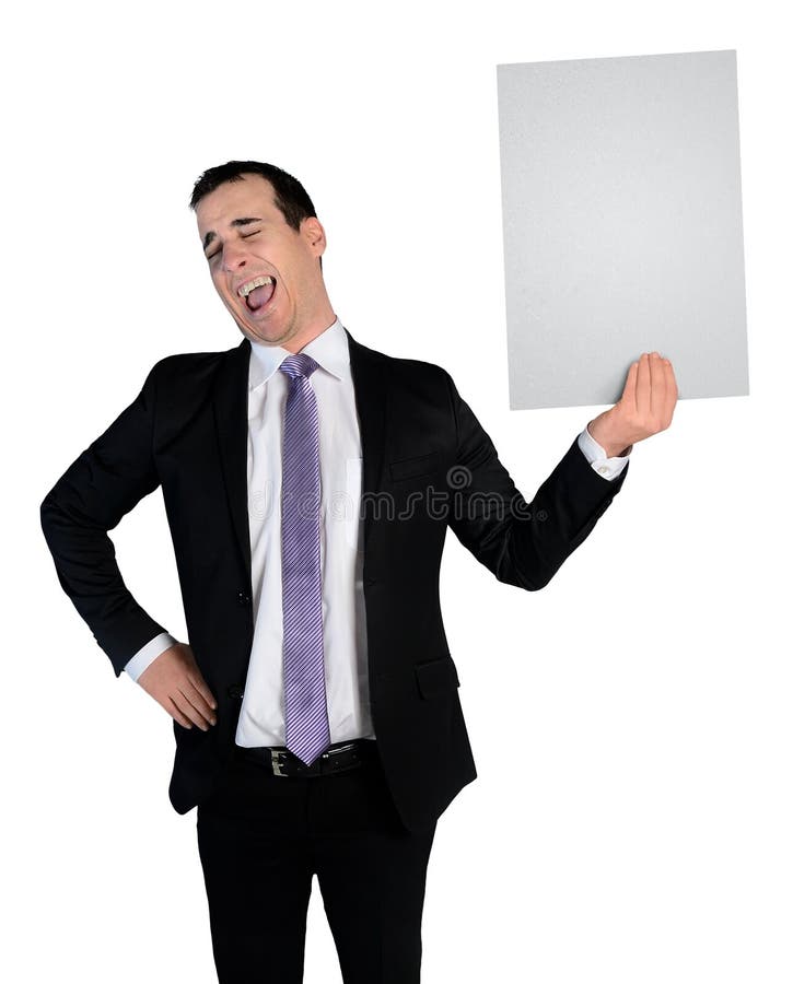 Business Man Laugh at Empty File Stock Photo - Image of laughing, full ...