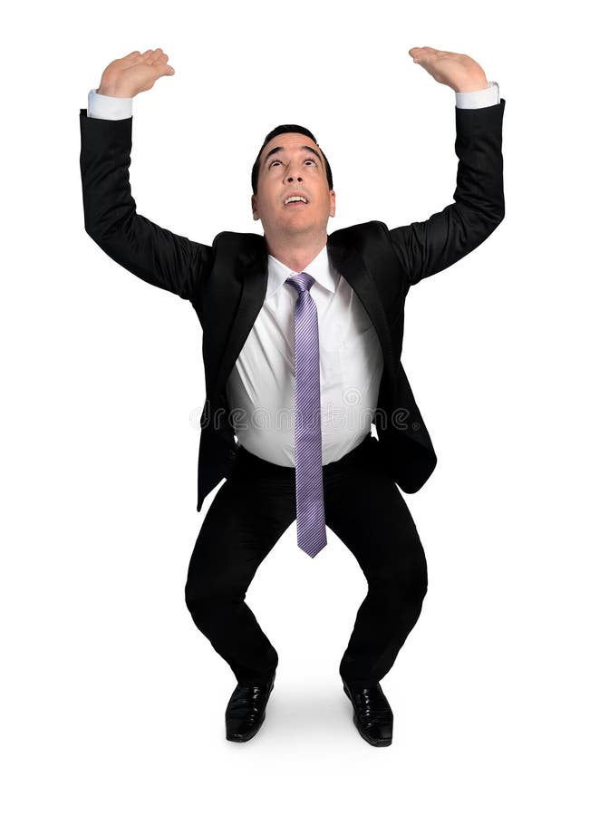 Business Man Lifting Something Stock Image - Image of imaginary ...