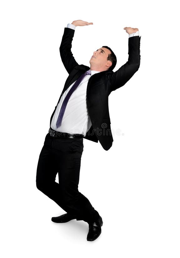Business Man Lifting Something Stock Photo - Image of push, isolated ...