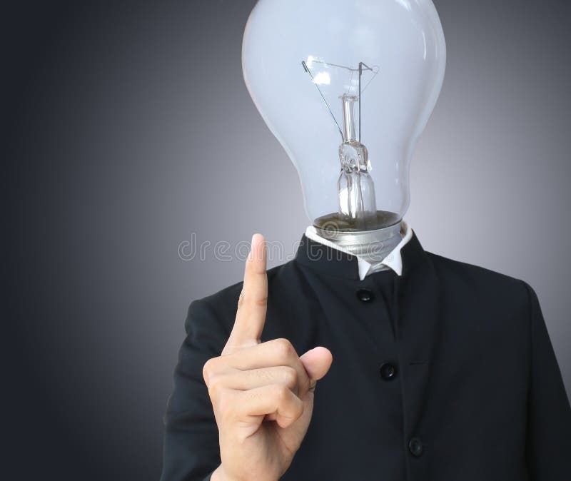 Business Man Light Bulb Head Stock Photo - Image of electrical ...