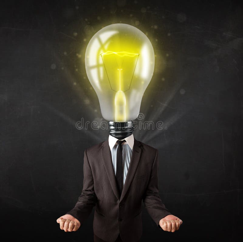 Business Man with Light Bulb Head Concept Stock Illustration ...