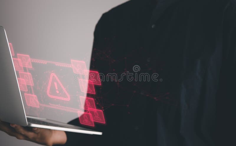 Business Man is Logging into System and Security Icon on Screen Stock ...