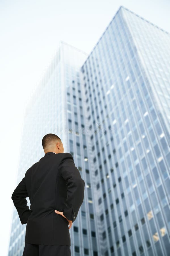 Business Man Looking at Building Stock Image - Image of corporation ...
