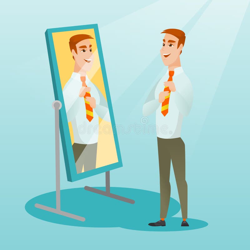 Man Looking Himself Mirror Stock Illustrations – 187 Man Looking Himself Mirror Stock ...