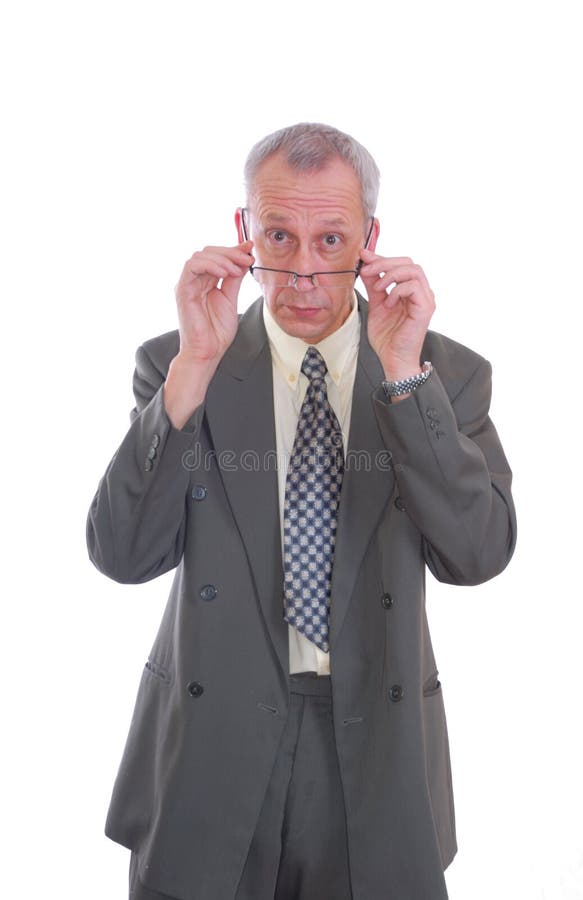 Business Man Looking Over Glasses Stock Photo - Image of glasses ...