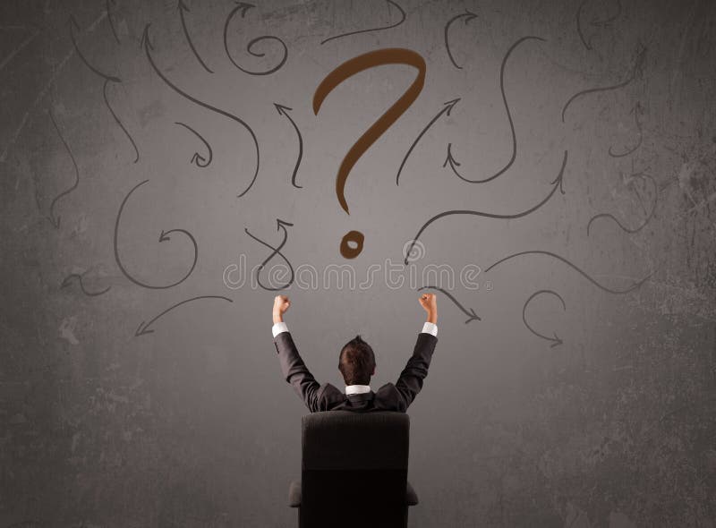 Business Man Looking at Question Mark Sketch Stock Illustration ...