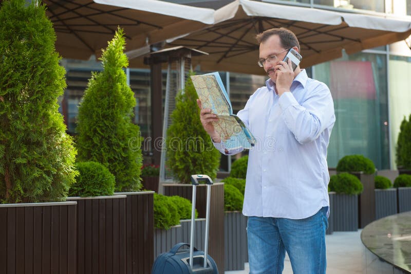 Business Man Looking the Way on Map. Stock Photo - Image of road ...