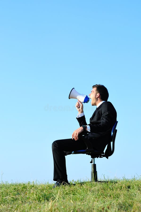 Business Man with Loudspeaker Stock Image - Image of natural, holding ...